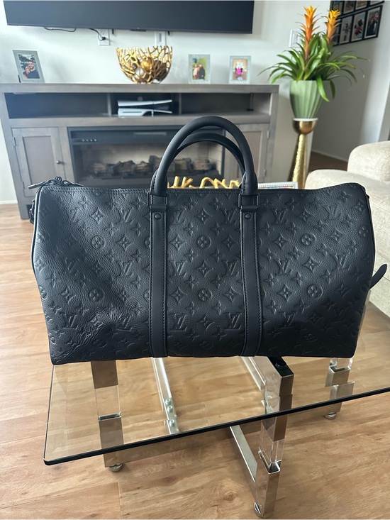 Bags | Black Embossed Leather Weekender Duffel Bag Luxury Style | Poshmark